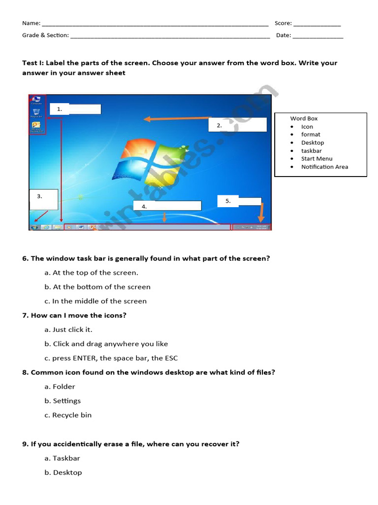 Computer Screen and MS Word Quiz | PDF | Computing | Software