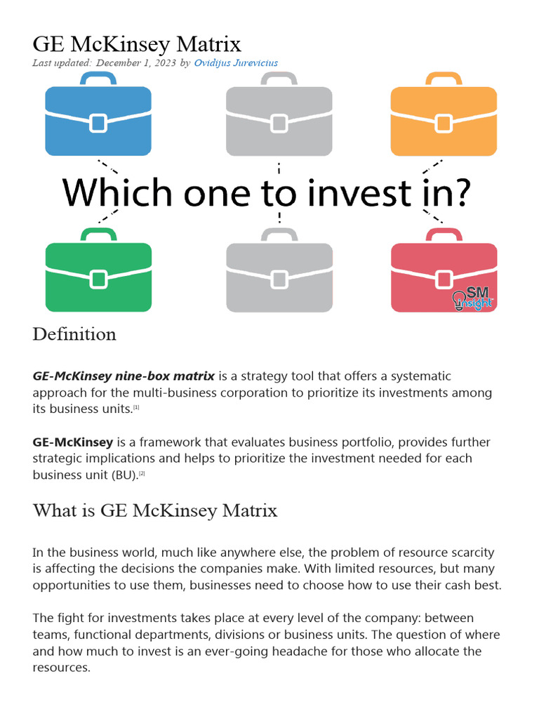 GE McKinsey Matrix | PDF | Weighted Arithmetic Mean | Investing