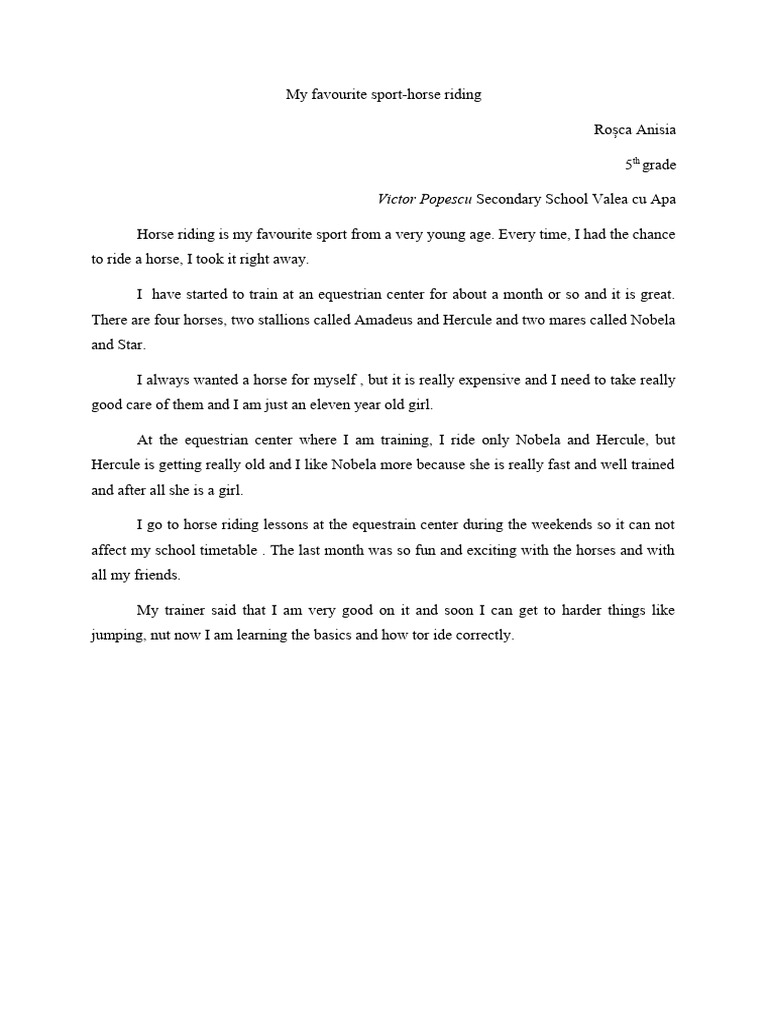 My Favourite Sport | PDF