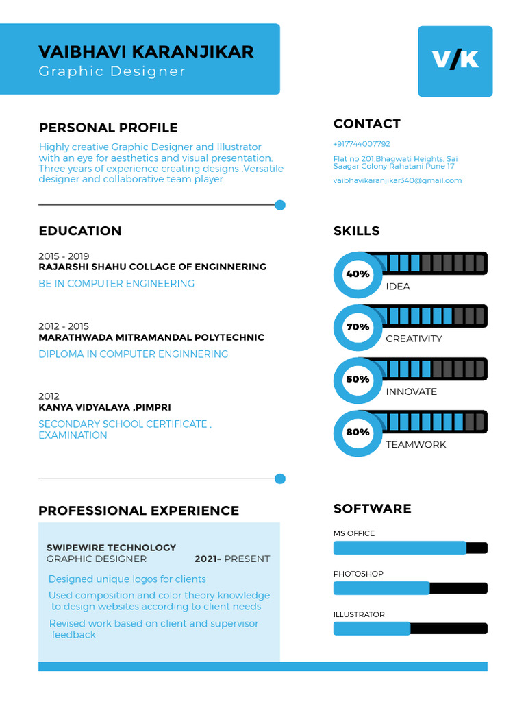 Vaibhavi Karanjikar: Graphic Designer Profile | PDF | Business