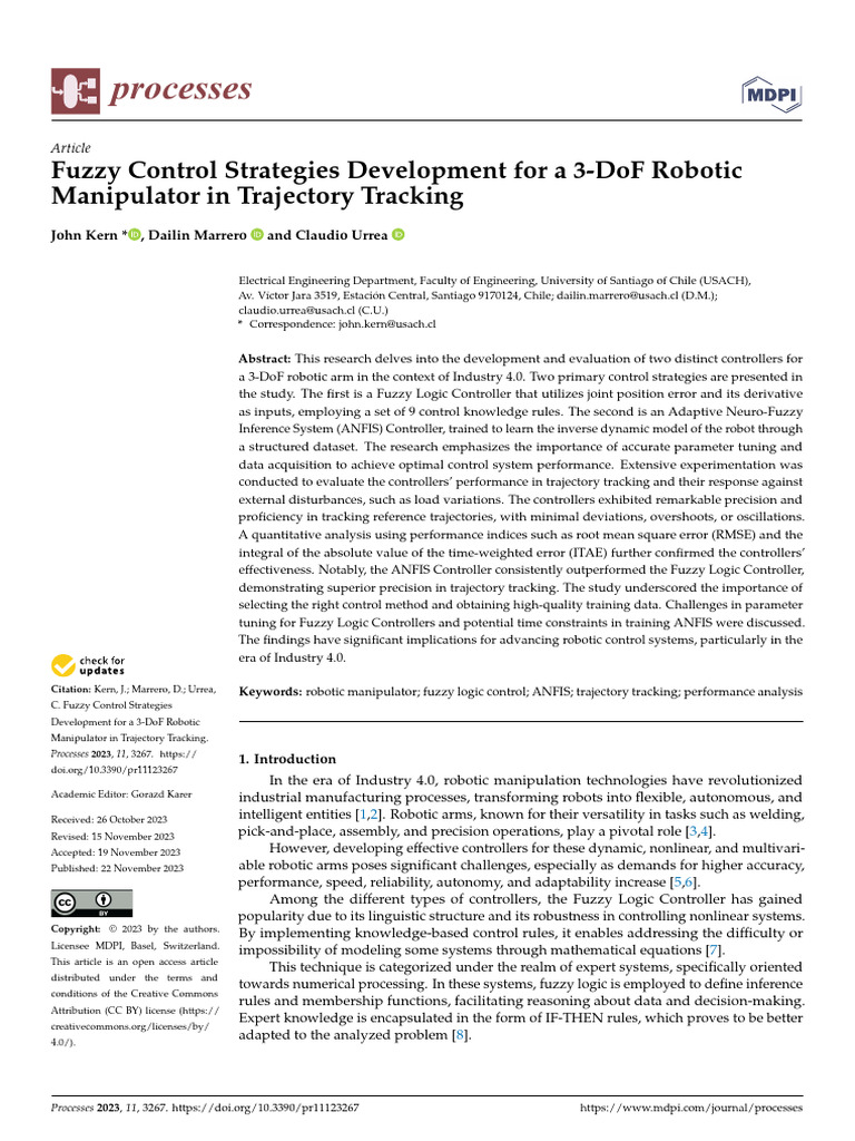 Fuzzy Control Strategies Development For A 3-DoF Robotic | PDF | Control Theory | Fuzzy Logic