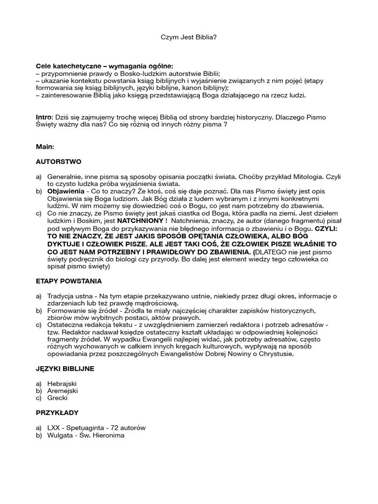Czym Jest Biblia - 7 Klasa SP | PDF
