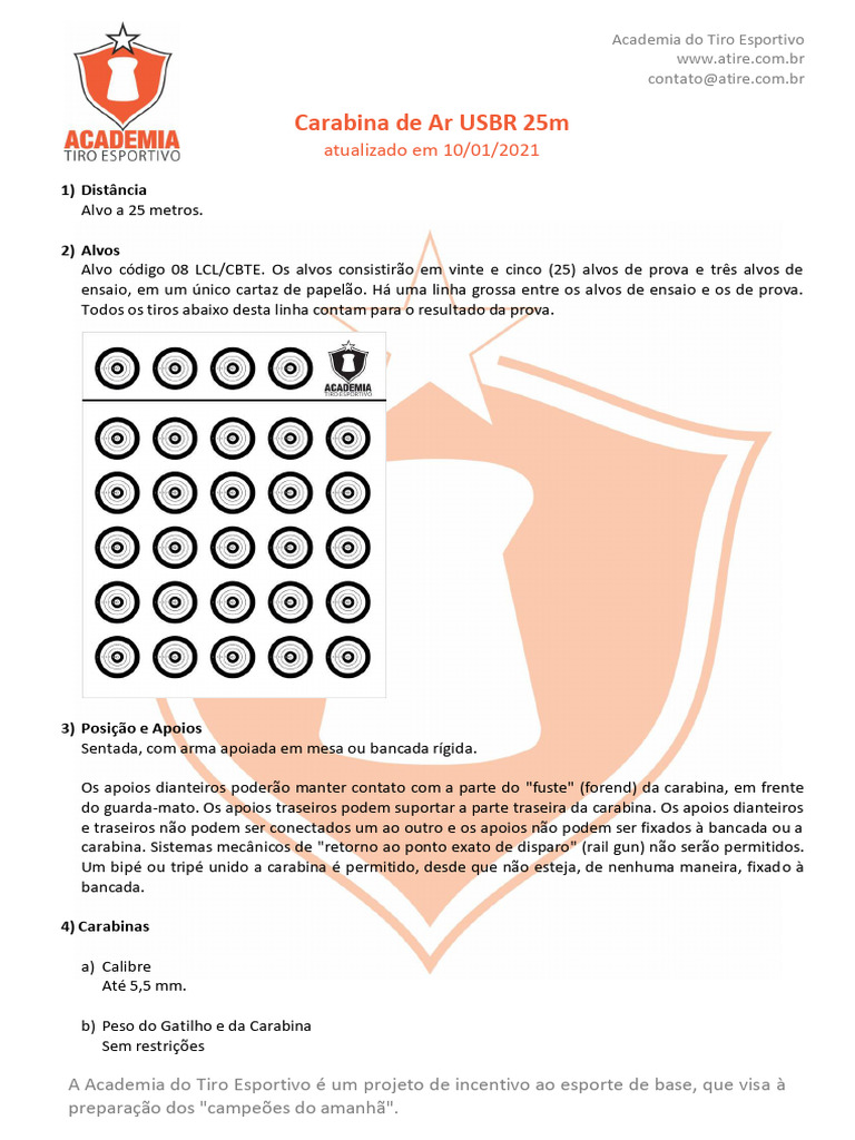 Regulamento Carabina Ar Usbr 25m | PDF | Armas de projétil | Voo
