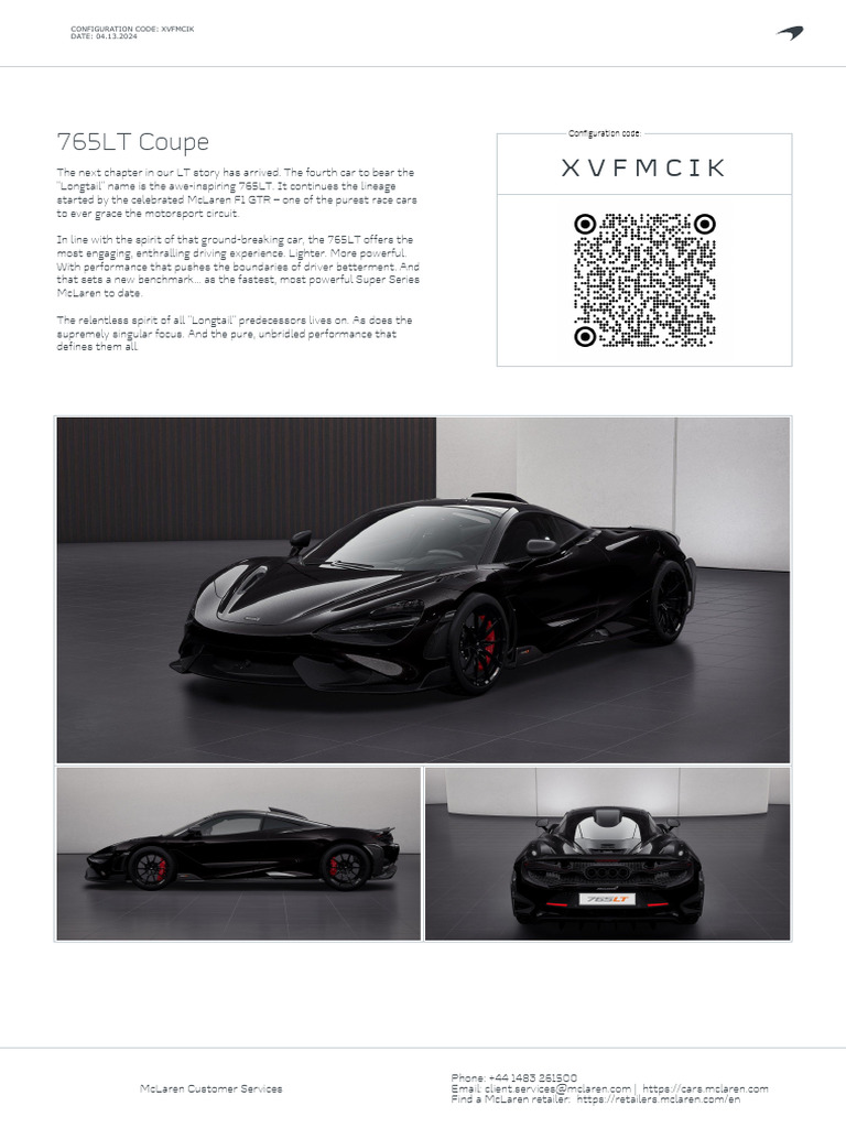 McLaren 765LT Order XVFMCIK Summary 2024-04-13 | PDF | Coupes ...