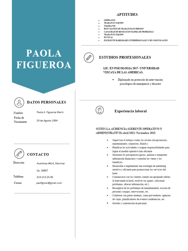 CV Paola | PDF | Hotel