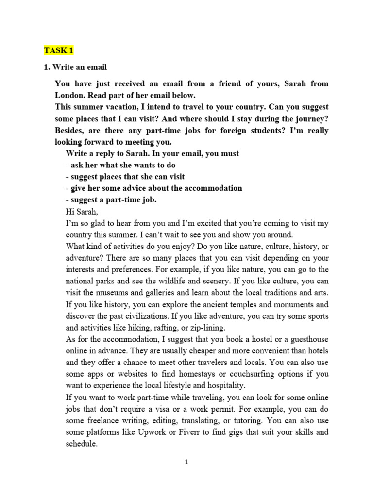 VSTEP WRITING TASK 1 (Both Informal - Formal Emails) | PDF