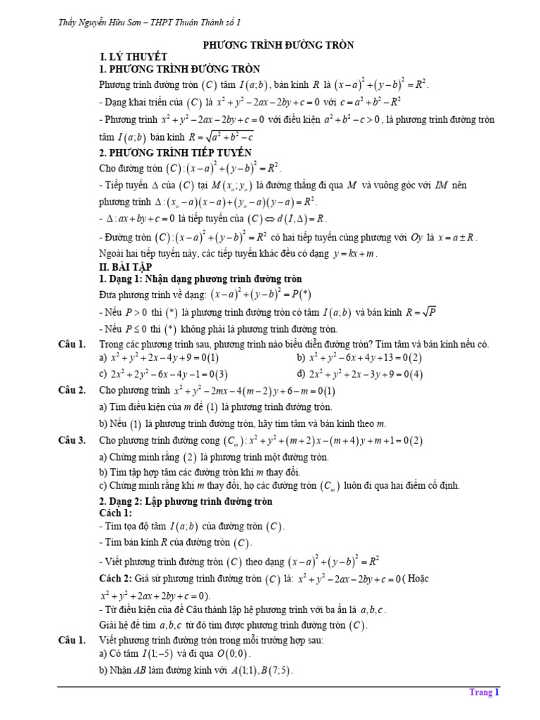 N.phương Trình Đư NG Tròn | PDF