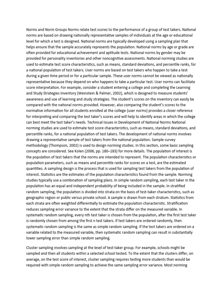 Norms and Norm Groups Norms Relate Test Scores To The Performance of A ...