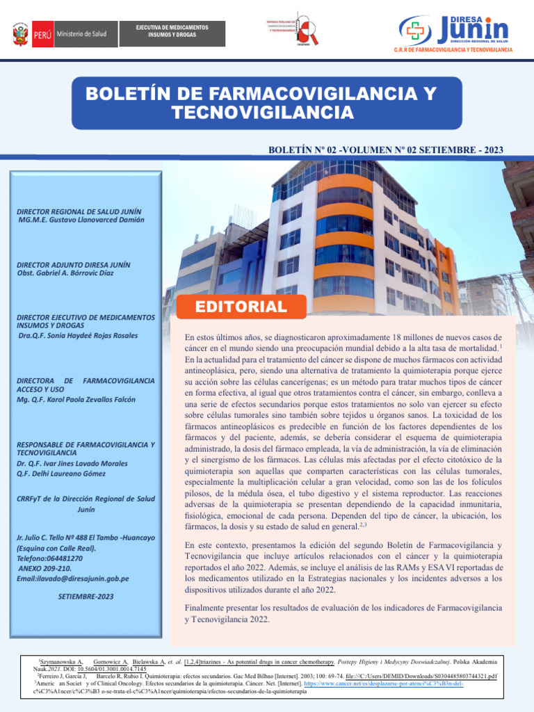 Bolet N de Farmacovigilancia y Tecnovigilancia | PDF | Quimioterapia | Cáncer