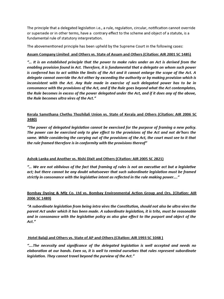 Note On The Proposition: Rules Cannot Override The Act | PDF ...