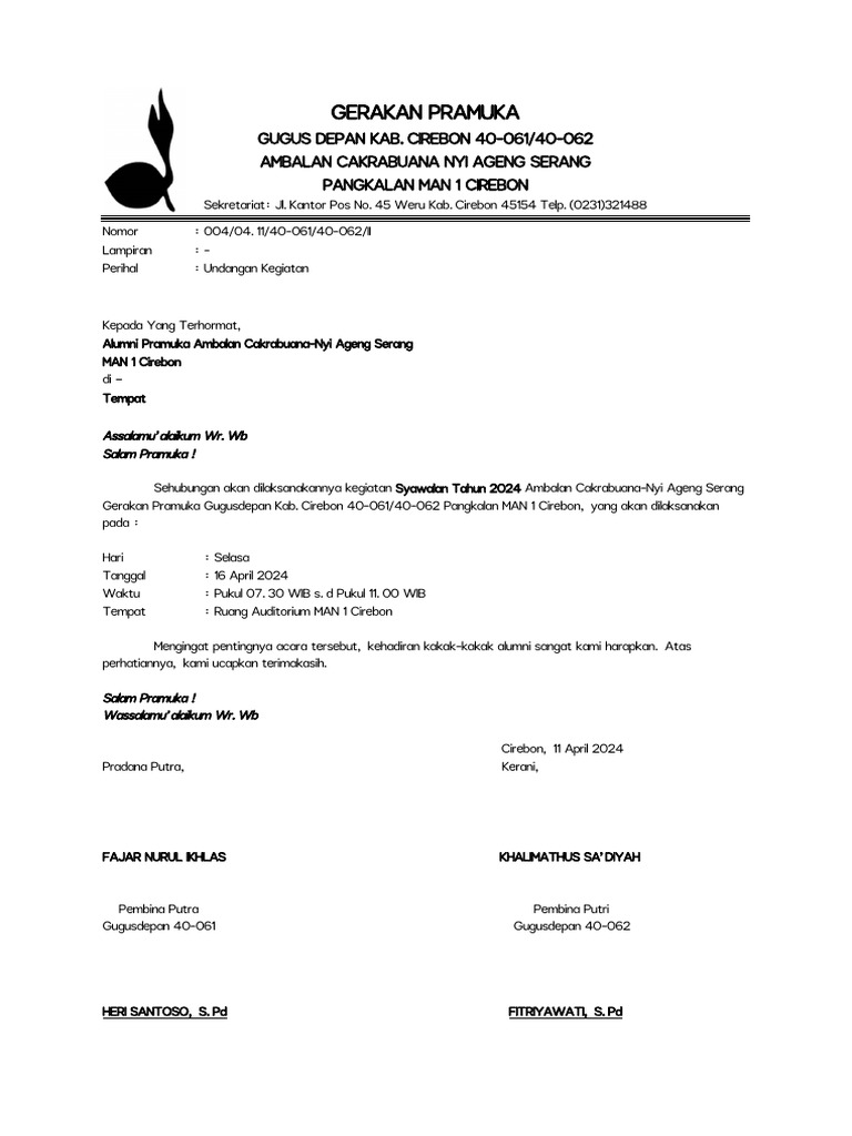 Surat Undangan Kegiatan Syawalan TP.2024 | PDF