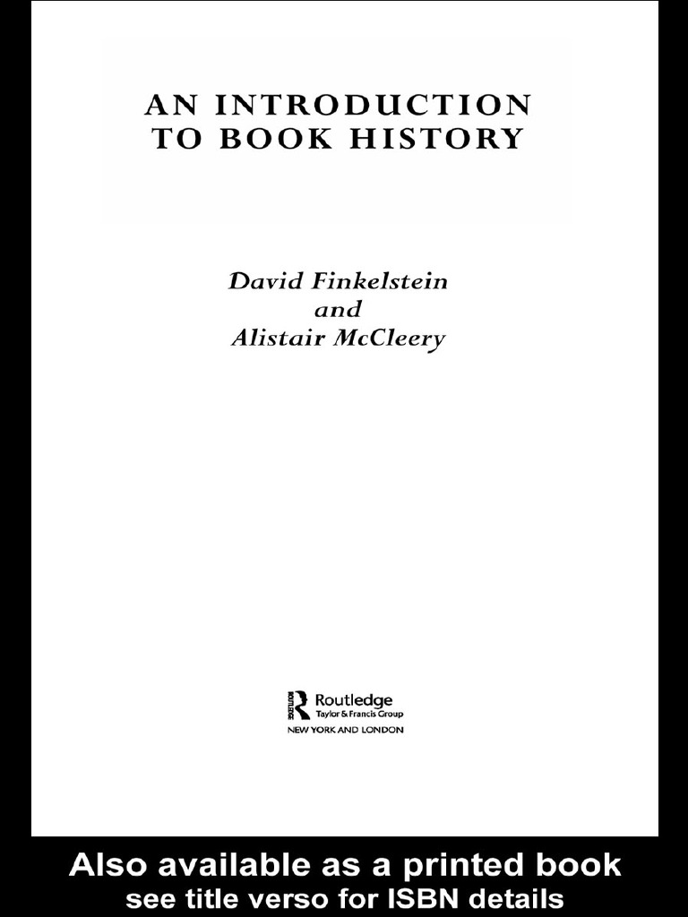An Introduction to Book History-Finkelstein,McCleery | PDF