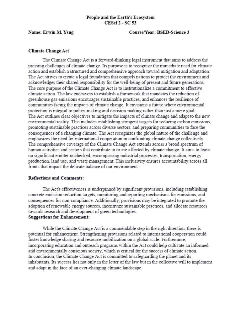 CeSci 2 -Assignment | PDF | Climate Change | Climate Change Mitigation