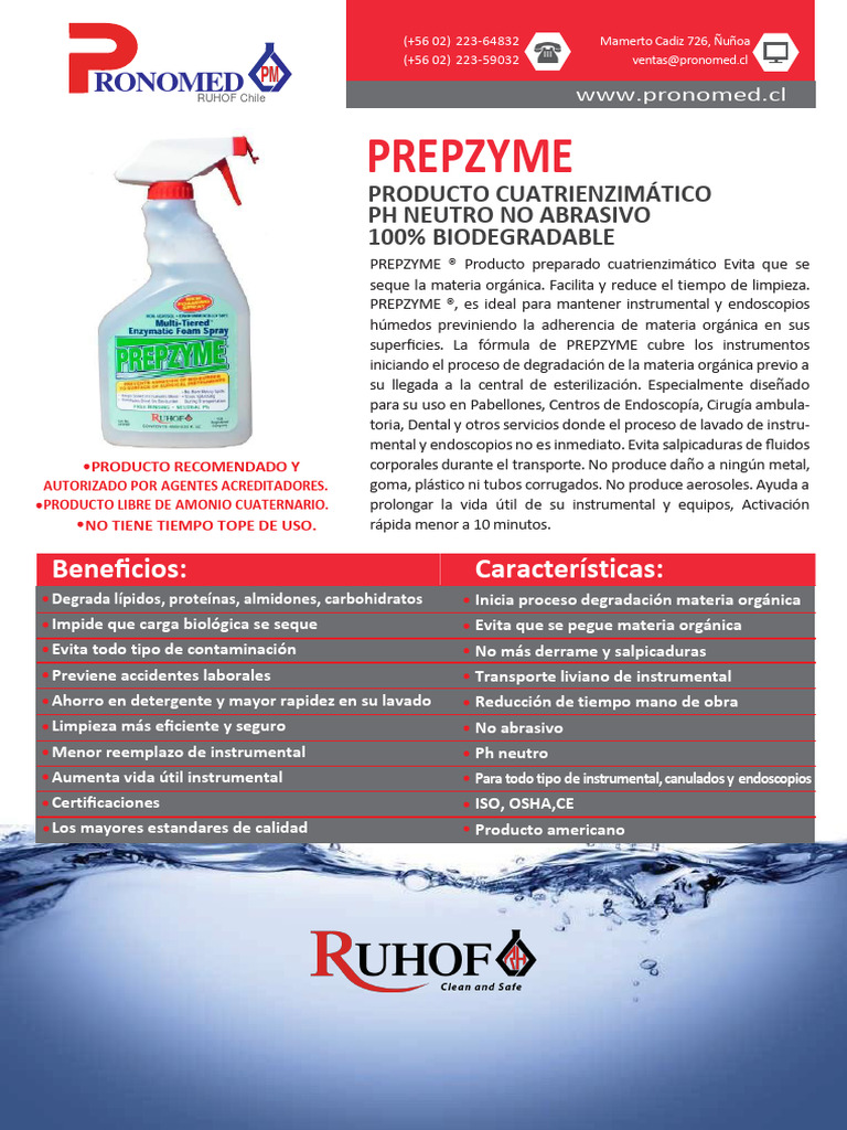 Prepzyme Ft. Ce. Ficha Seguridad | PDF | Agua