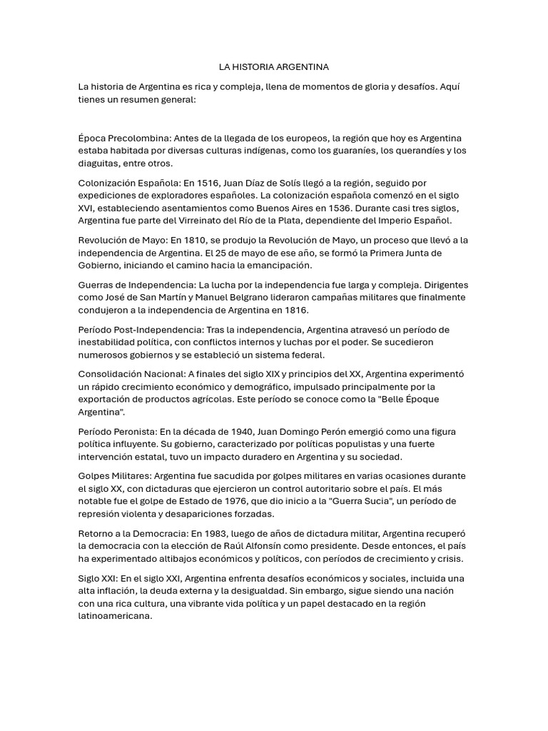 La Historia Argentina Pdf Argentina America Latina