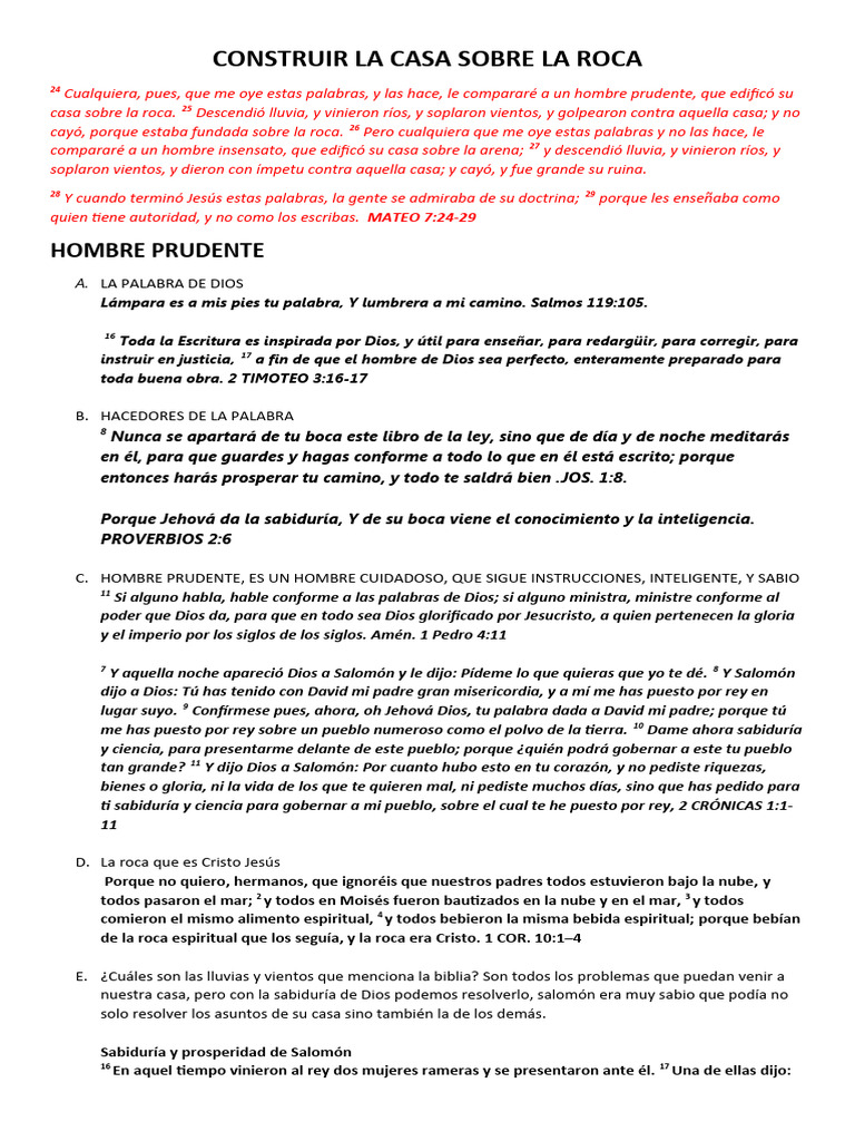 Construir la Casa sobre la Roca | PDF | Jesús | Solomons