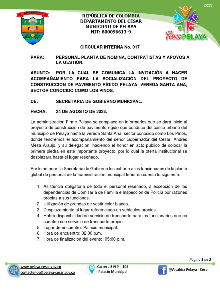 CIRCULAR INTERNA No 17 | PDF | Gobierno