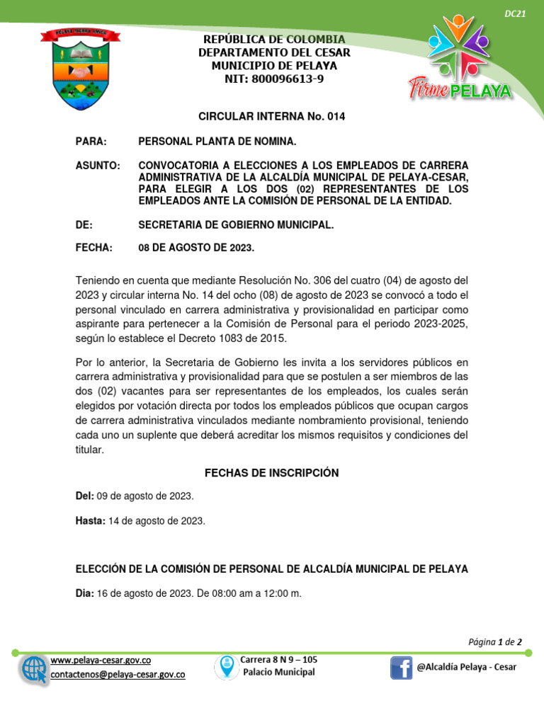 CIRCULAR INTERNA No 14 | PDF | Gobierno