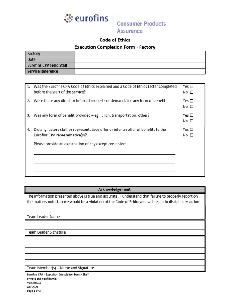 Eurofins Code of Ethics | PDF