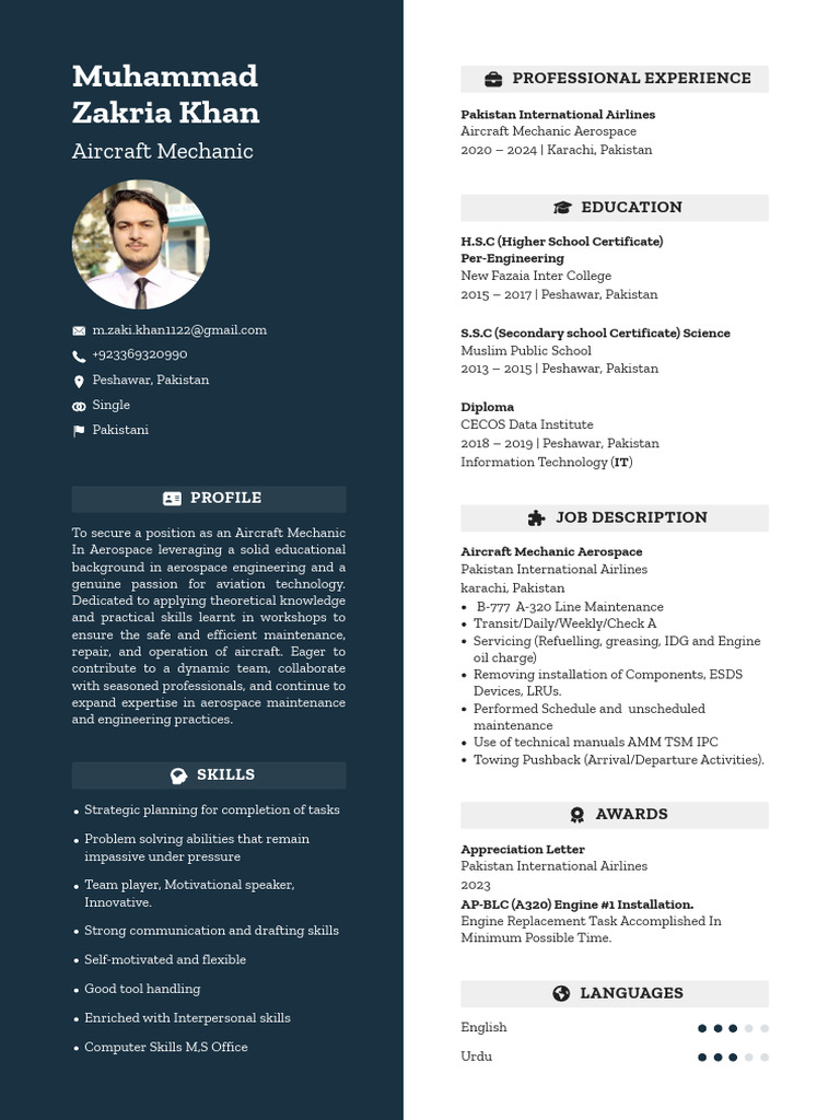 Muhammad Zaki CV | PDF | Pakistan | Aerospace Engineering