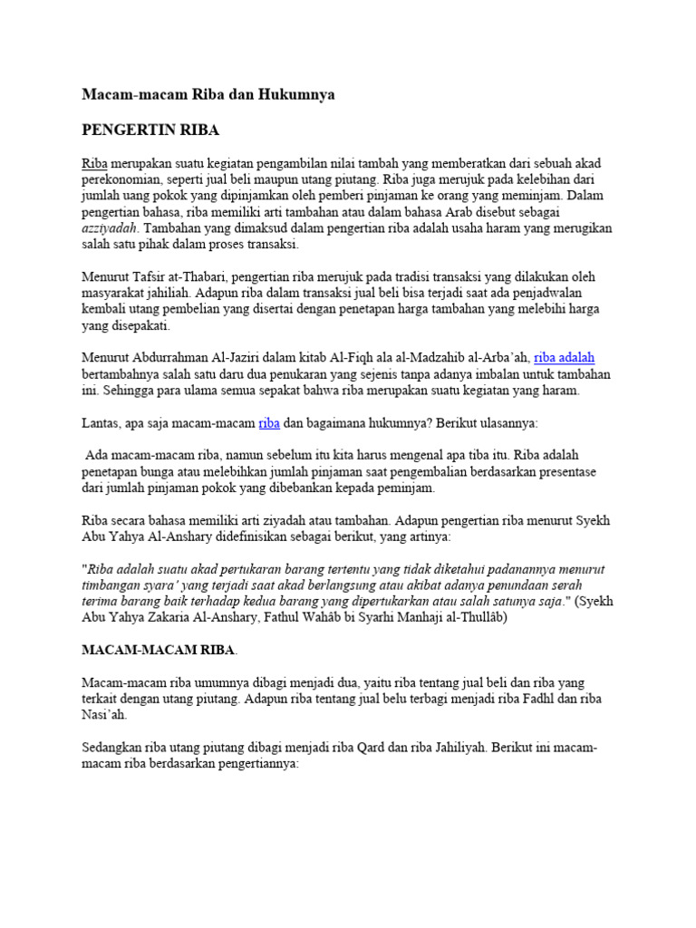 Macam-Macam Riba | PDF