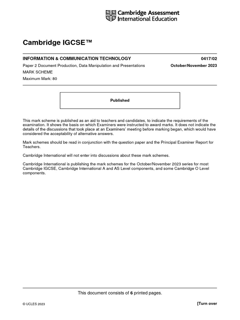 Cambridge Igcse ™ Information And Communication Technology 0417 02 Pdf Paragraph Page Layout
