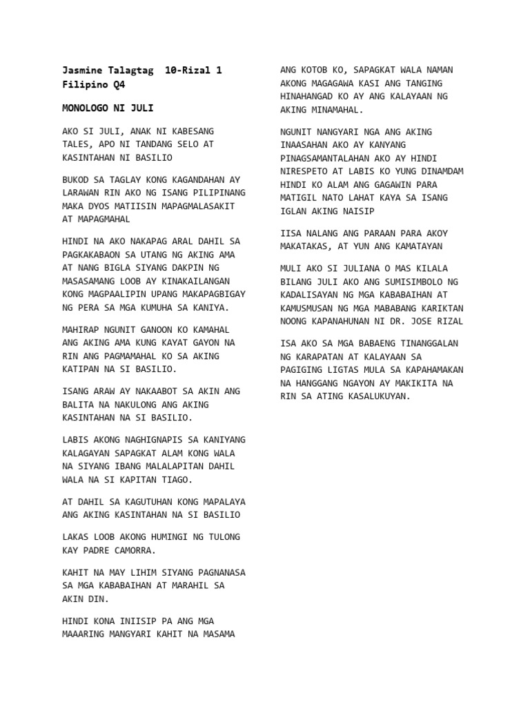 Monologo Ni Juli | PDF