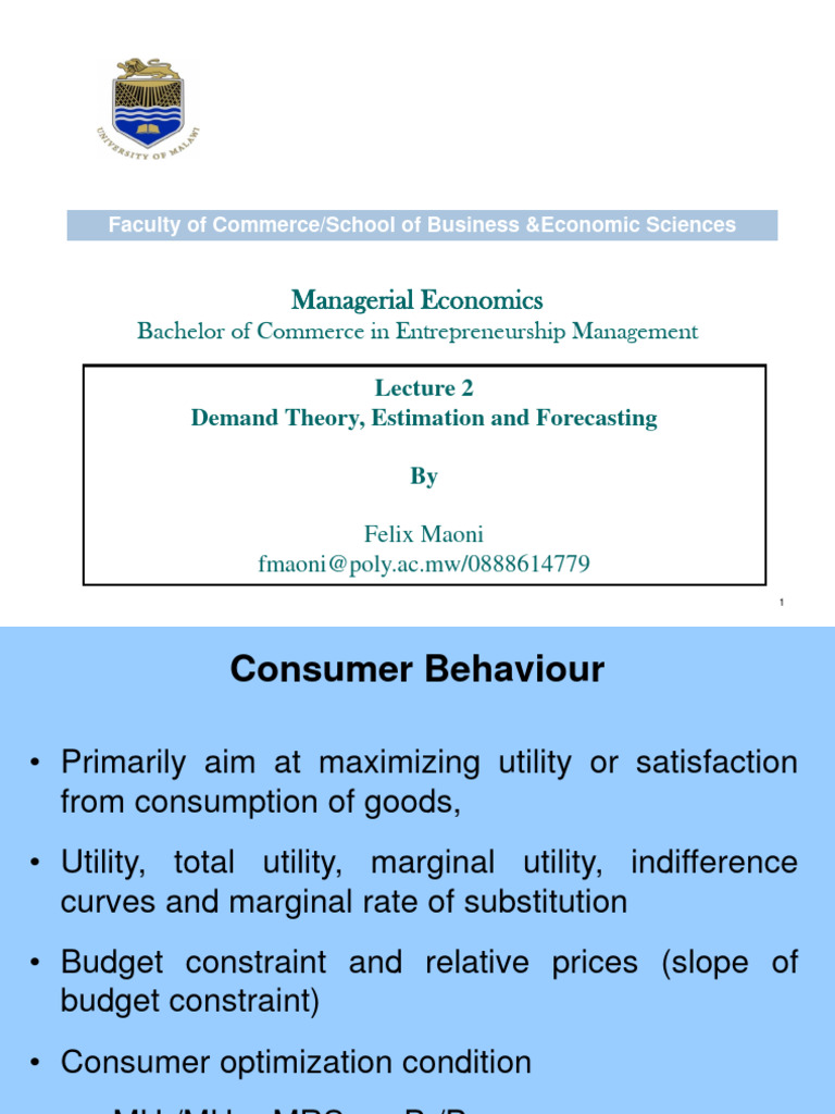 Lecture 2 Demand Theory, Estimation and Forecasting | PDF | Demand | Utility