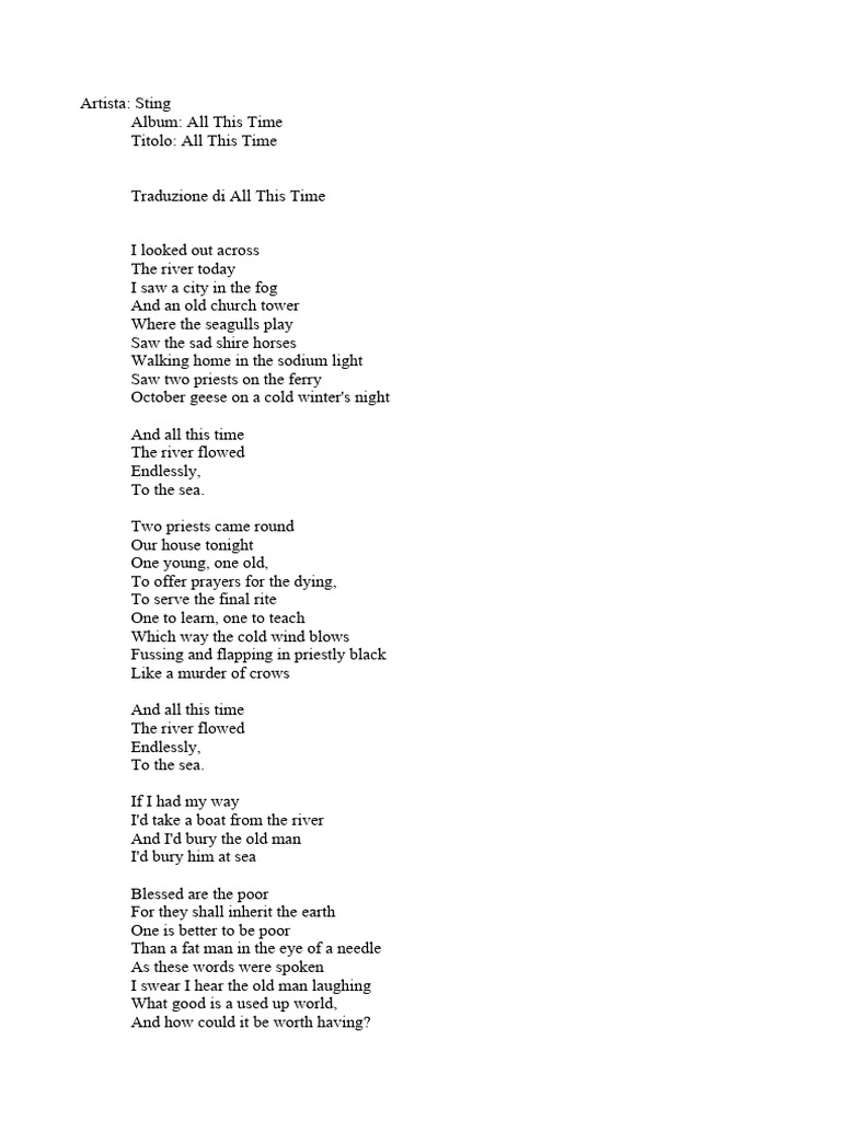 Sting's "All This Time" Lyrics Analysis | PDF | Poetry