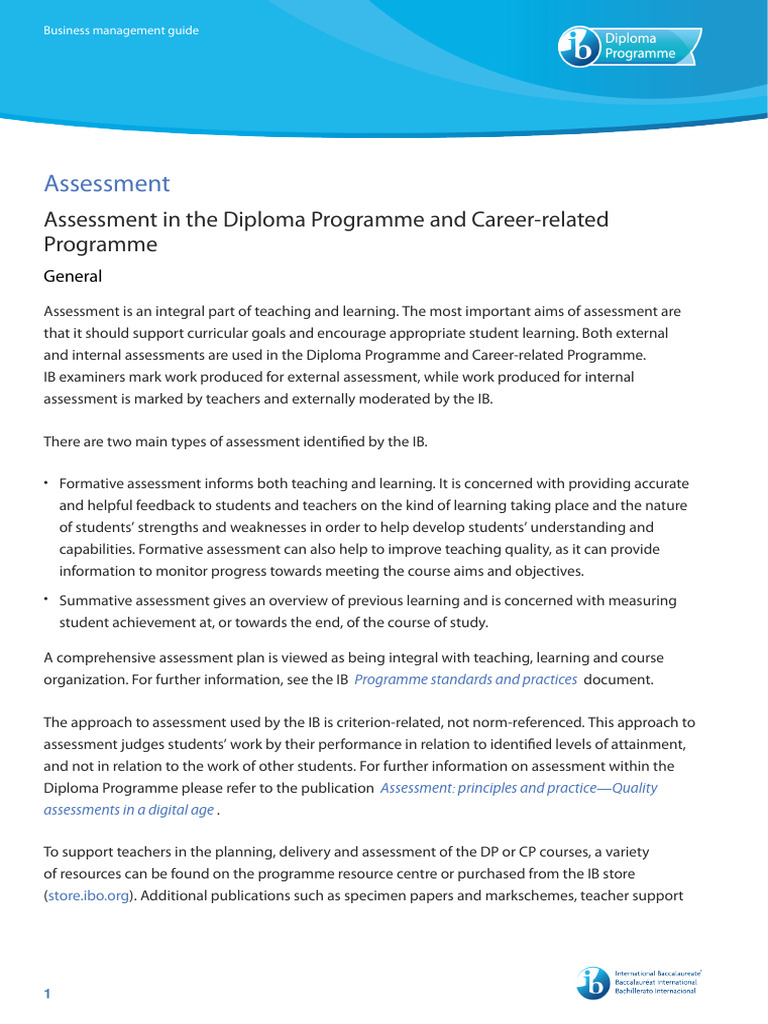 IB Business Management Assessment Guide | PDF | Educational Assessment ...
