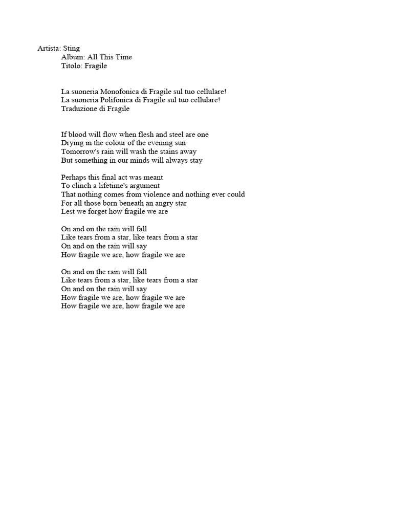 Sting - Fragile | PDF | Poetry | Young Adult