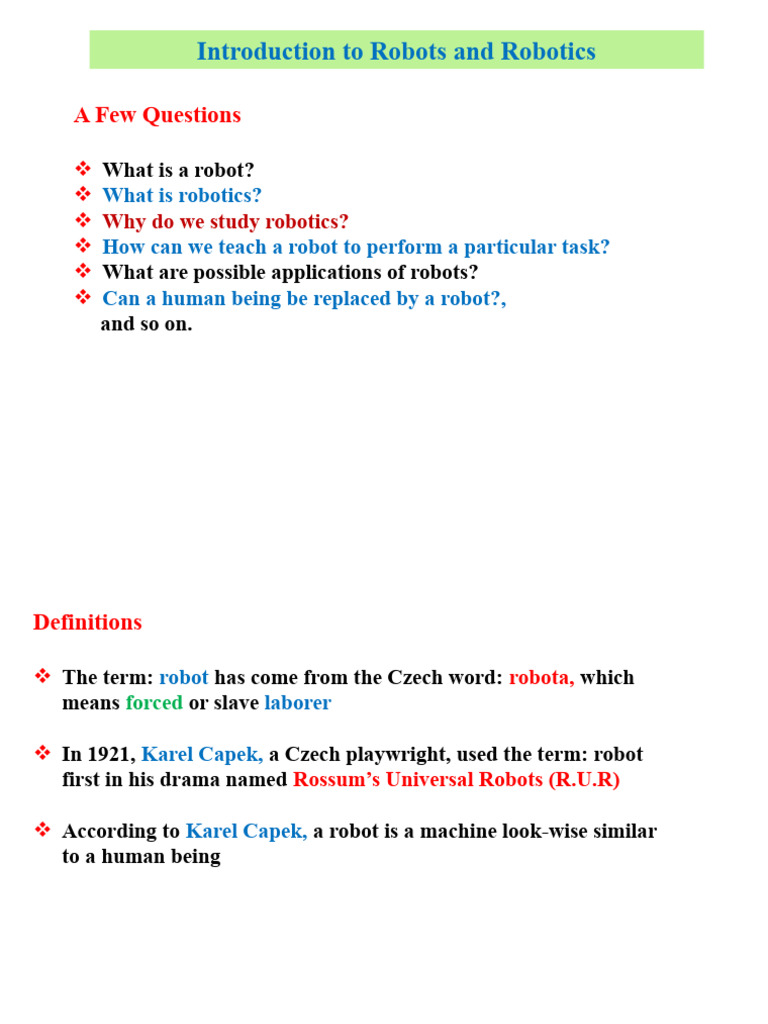 Robotics 01 Pdf Robotics Engineering