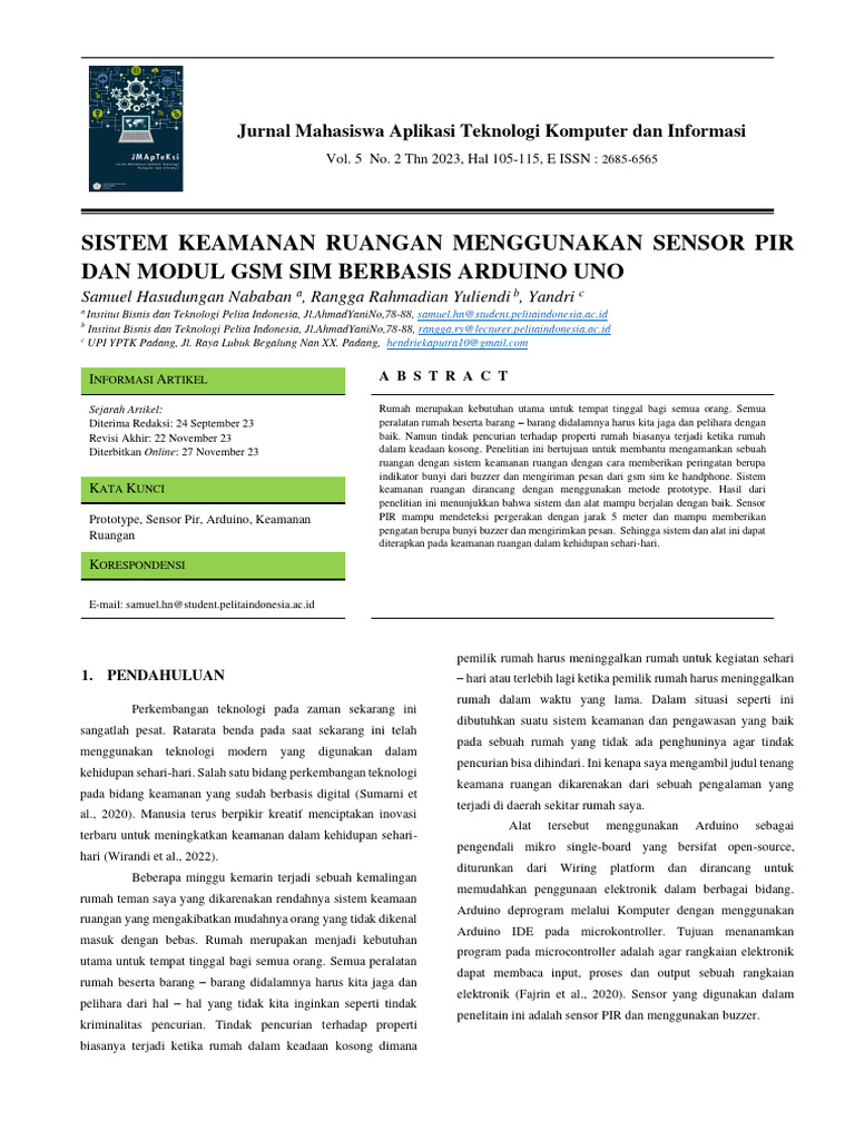 Sistem Keamanan Ruangan Menggunakan Sensor Pir Dan Modul GSM Sim ...