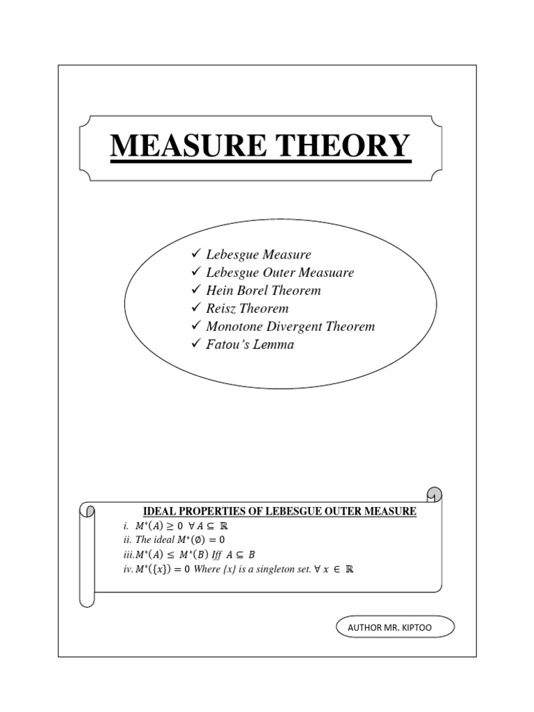Measure Theory PDF | PDF | Measure (Mathematics) | Real Number Measure Theory PDF | PDF | Measure (Mathematics) | Real Number