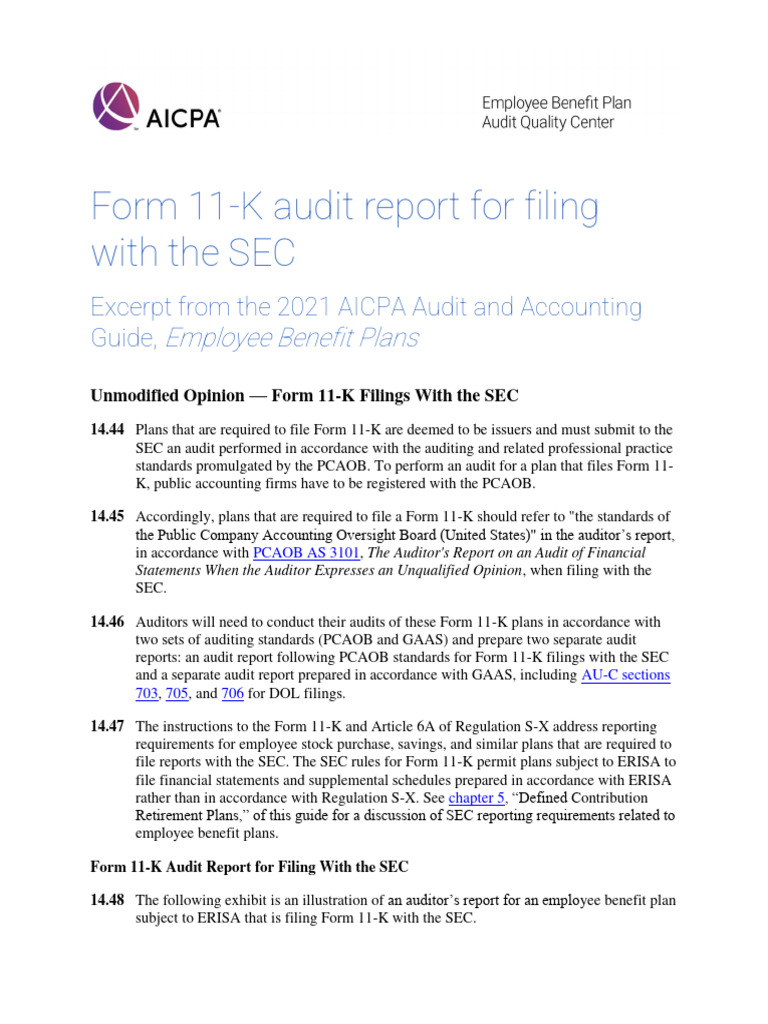 Illustrative-audit-report-for-11-K Audits | PDF | Auditor's Report ...