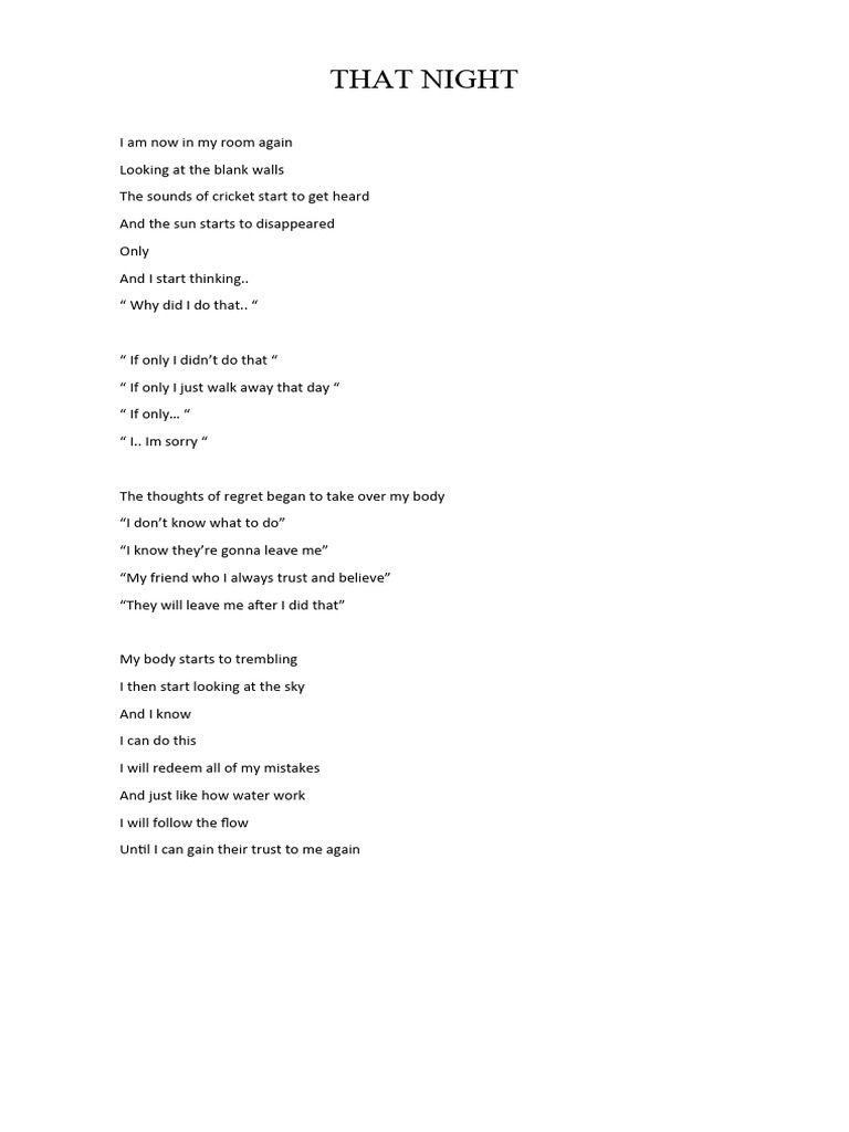 That Night | PDF | Self-Improvement | Poetry