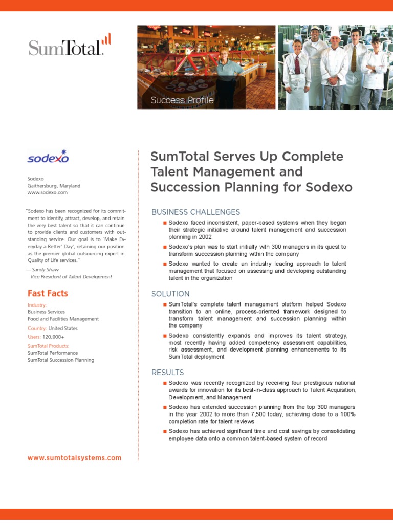 Sodexo Case Study: SumTotal Serves Up Complete Talent Management and Succession Planning For ...