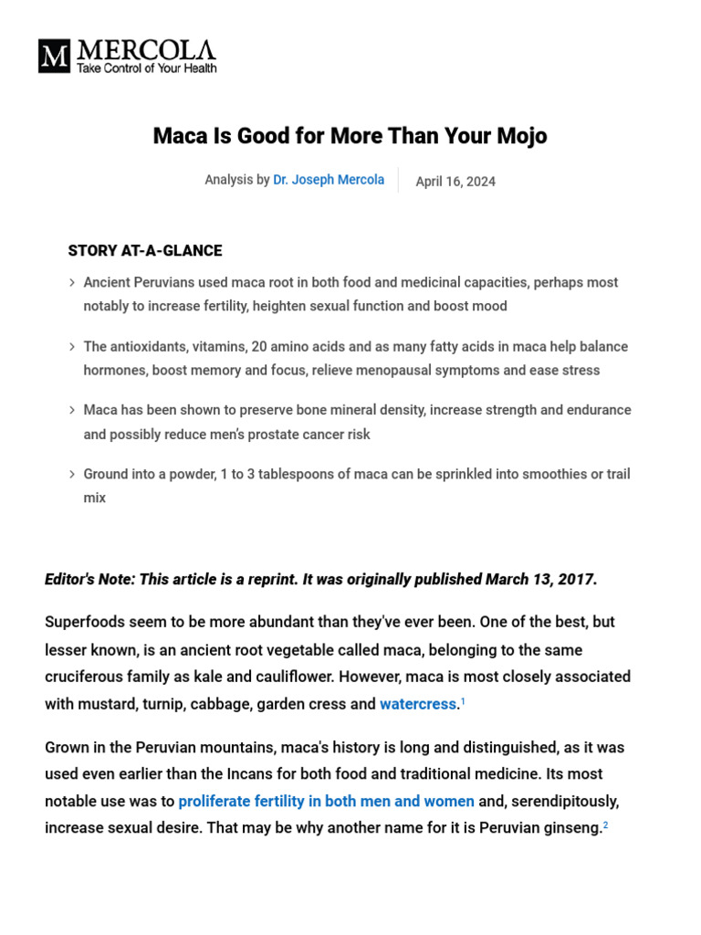 Maca-health-benefits | PDF | Dietary Supplements | Menopause