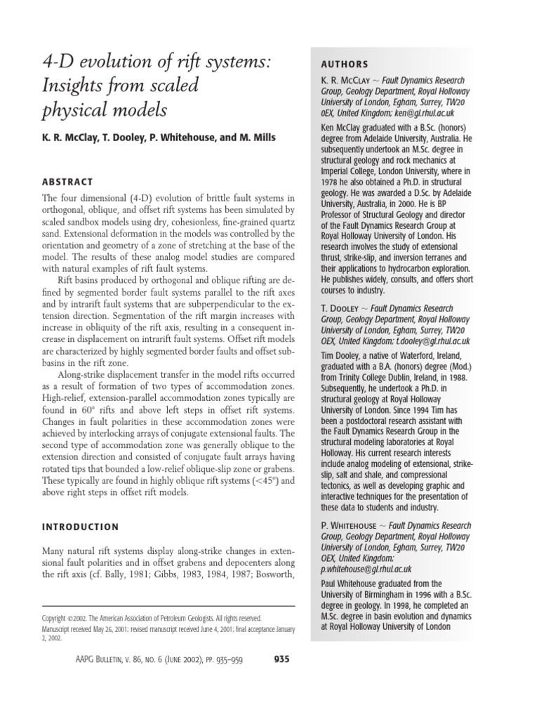 mcclay03 rift model | PDF | Rift | Fault (Geology)