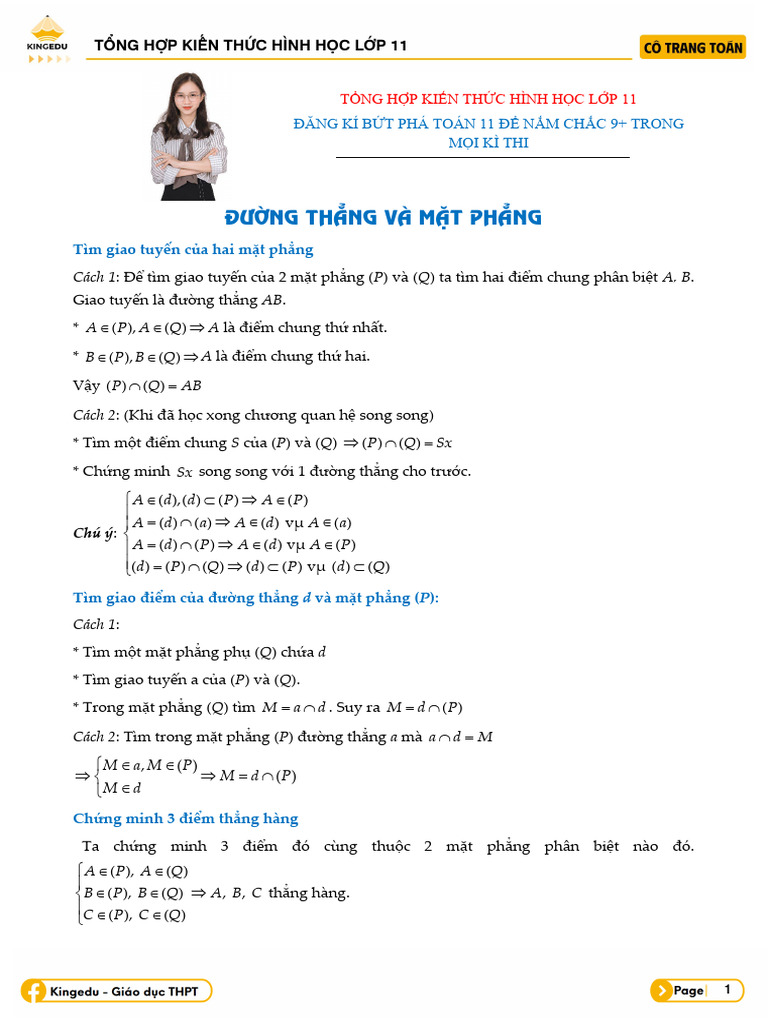 Tong Hop Kien Thuc Hinh Hoc Toan 11 - Da Chinh. | PDF