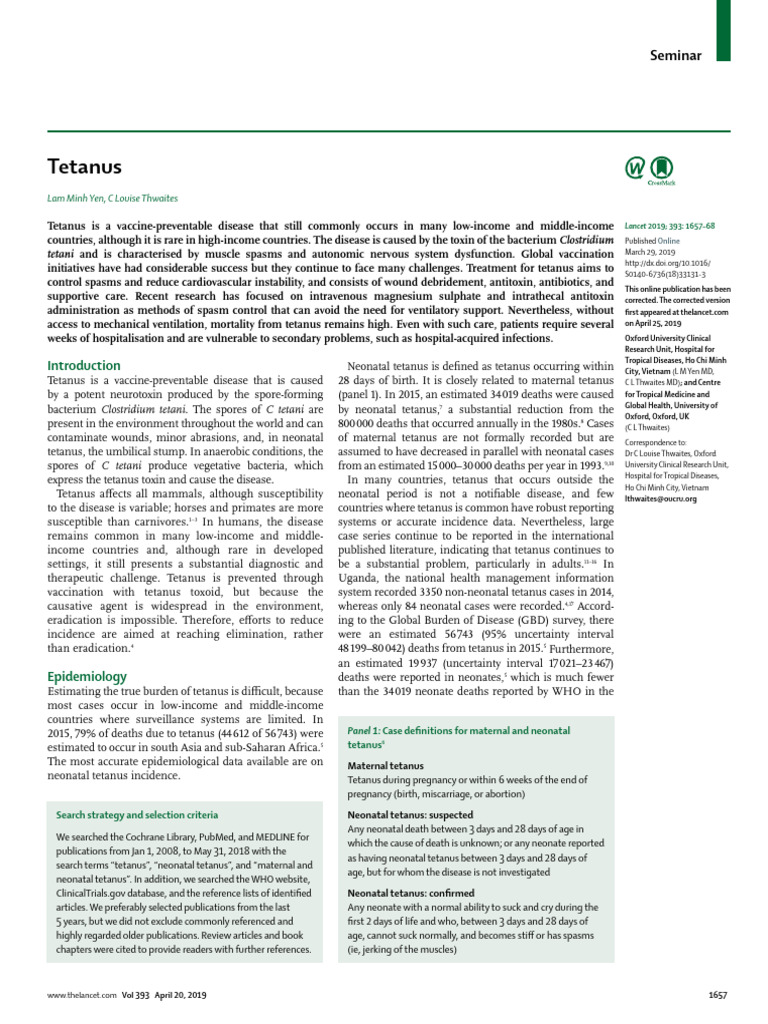 Tetanus | Download Free PDF | Vaccines | Immunology