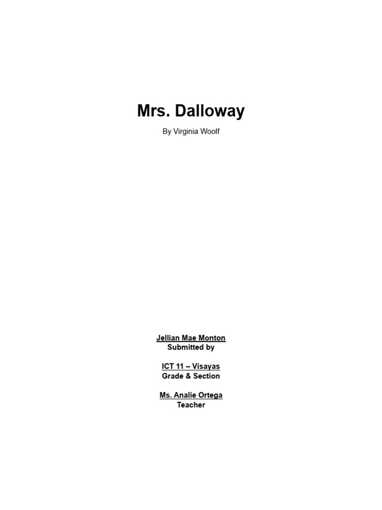 Exploring Mrs. Dalloway's Dual Narratives | PDF | Mrs Dalloway ...