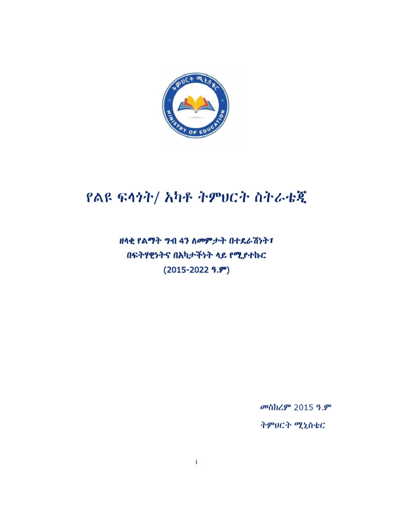 SNE-IE Strategy Amharic 2022 | PDF