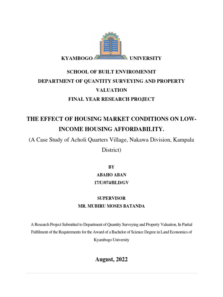 ABAHO ABAN Final Year Research Project | PDF | Real Estate Economics ...