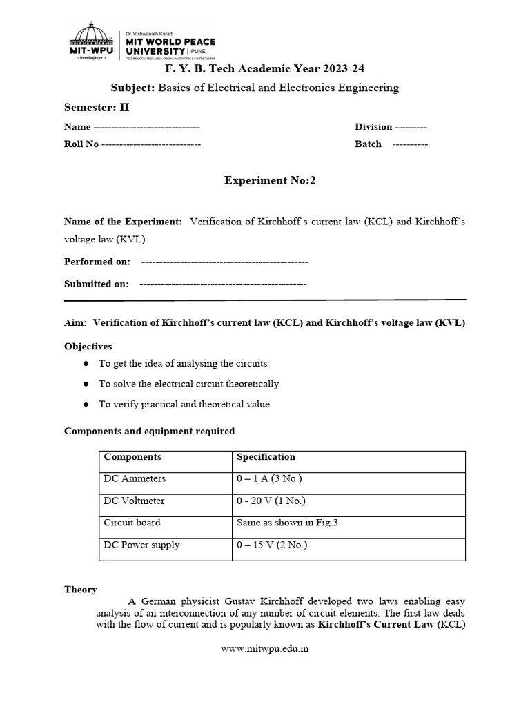 Expt. No. 2 | PDF | Voltage | Electrical Network
