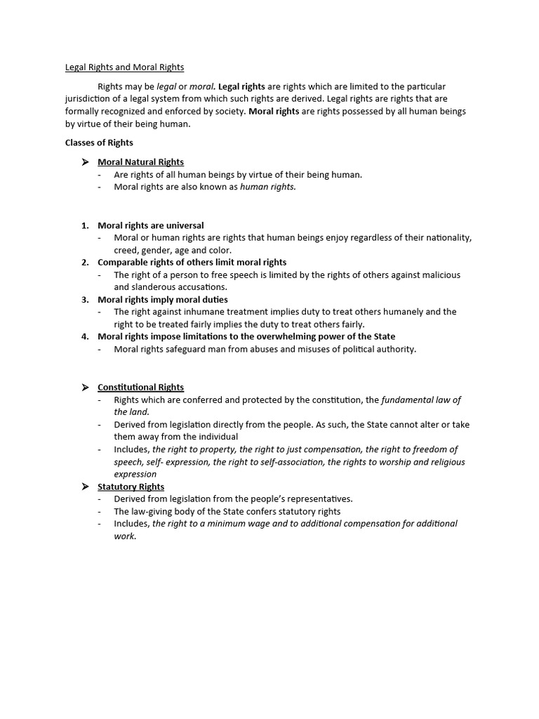 Legal vs. Moral Rights Explained | PDF | Justice | Crime & Violence