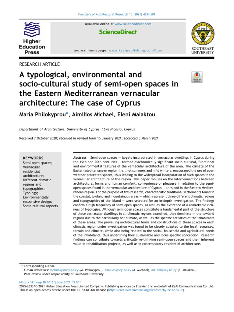 Semi-Open Spaces in Cyprus Architecture | PDF | Earth Sciences