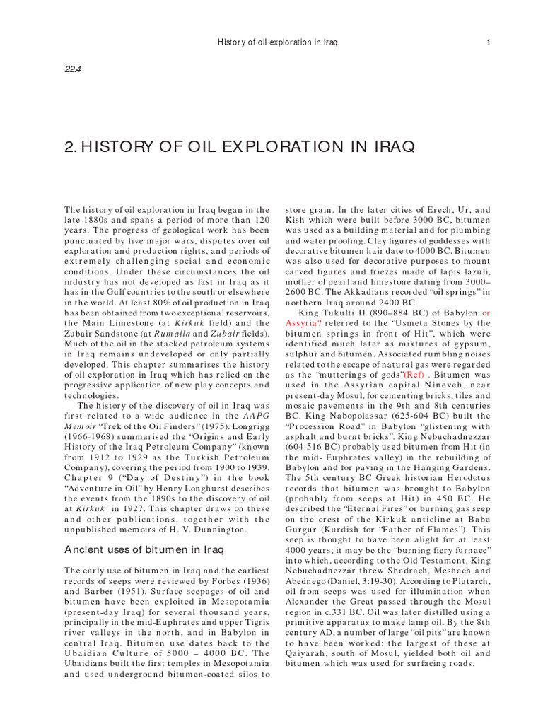 Ancient Oil Discovery in Iraq | PDF | Petroleum | Petroleum Reservoir