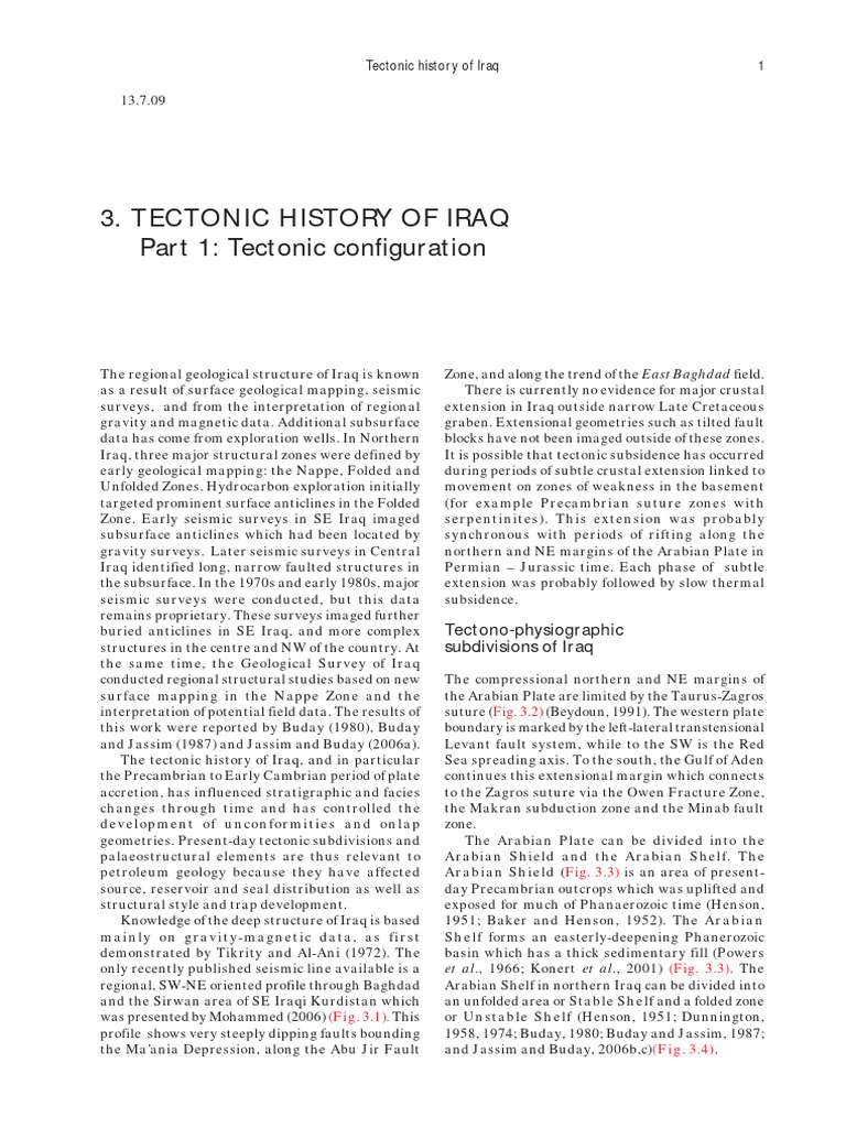 Tectonic History and Structure of Iraq | PDF | Geology | Plate Tectonics