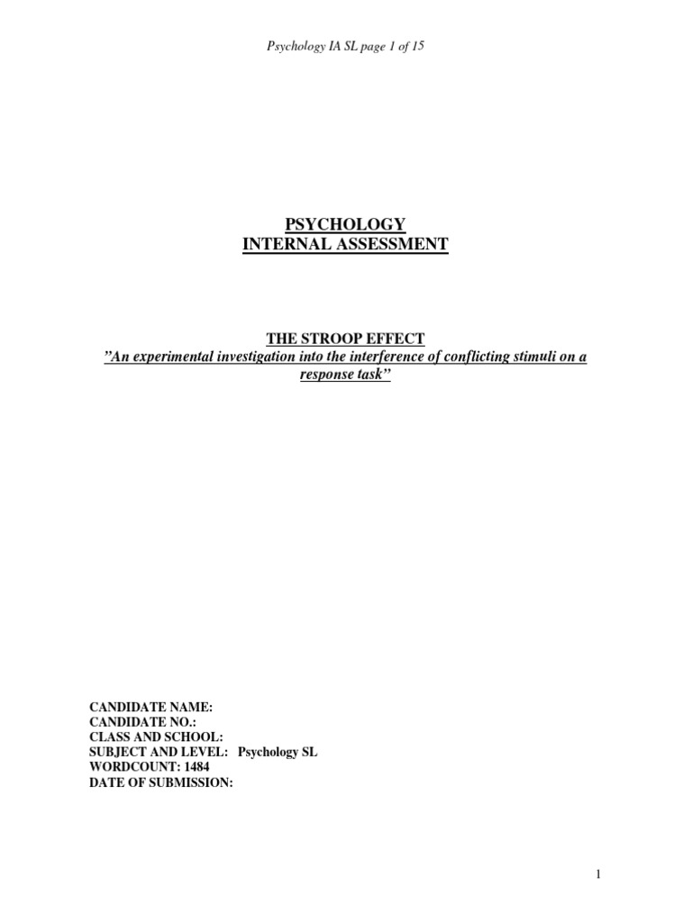 Ia Experiment SL Sample 1 | PDF | Perception | Cognitive Science